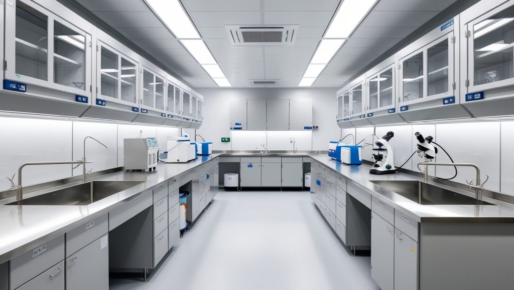 Complete Lab Setup with Fume Hoods & Equipment